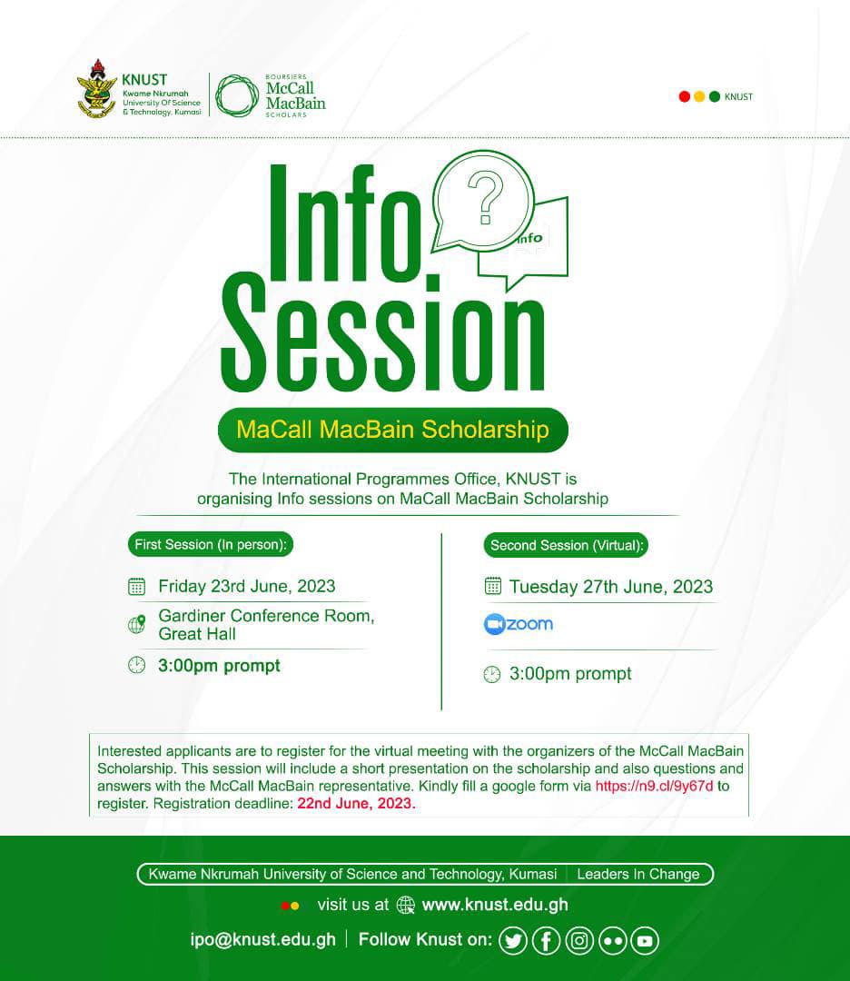 Info Session - McCall MaBain Scholarship | International Programmes Office